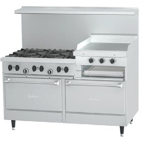 Garland X60-6R24RR Sunfire® Restaurant Range, gas, 60"w, 6 open burners ...